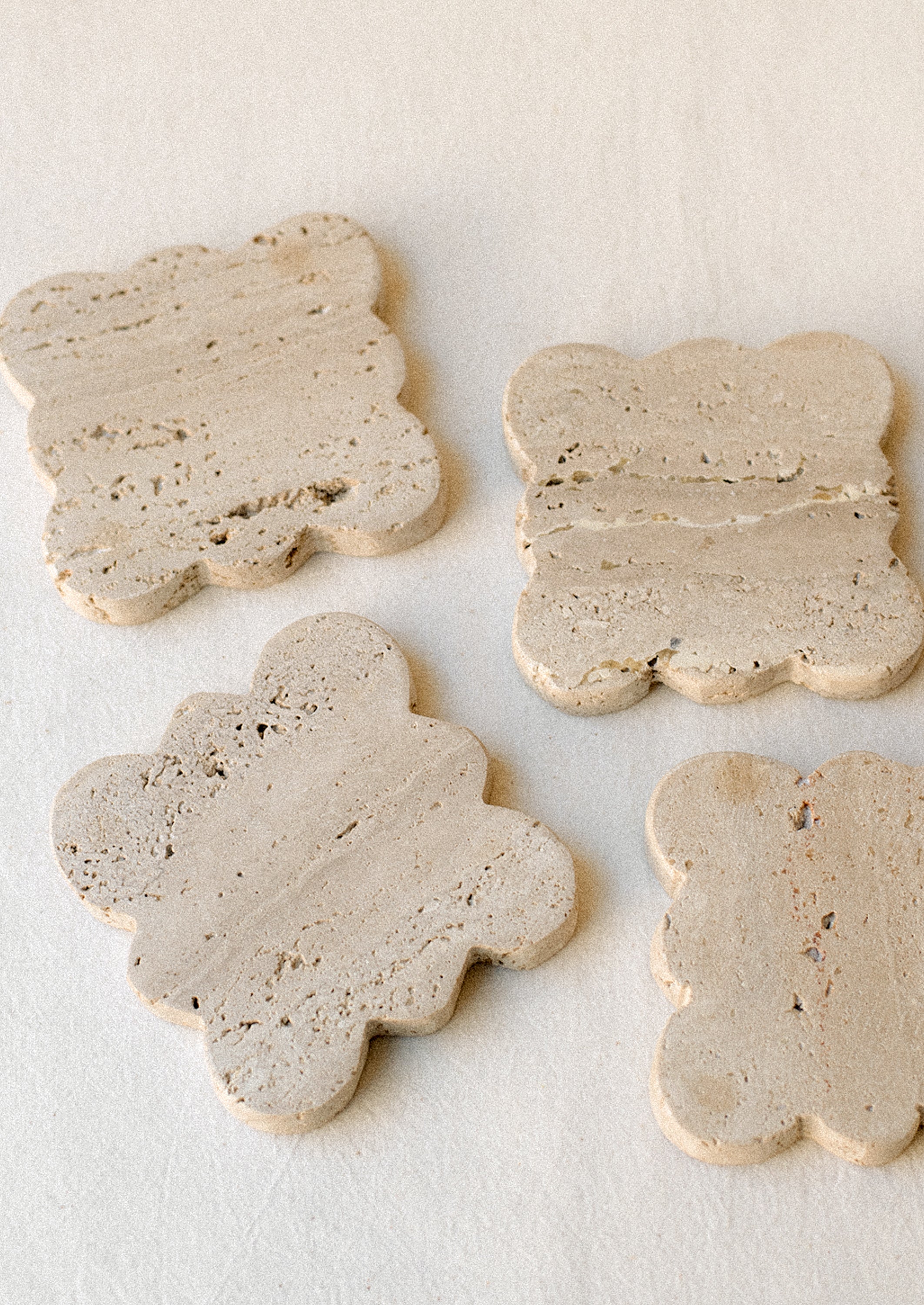 Scalloped Travertine Coaster Set | LEIF
