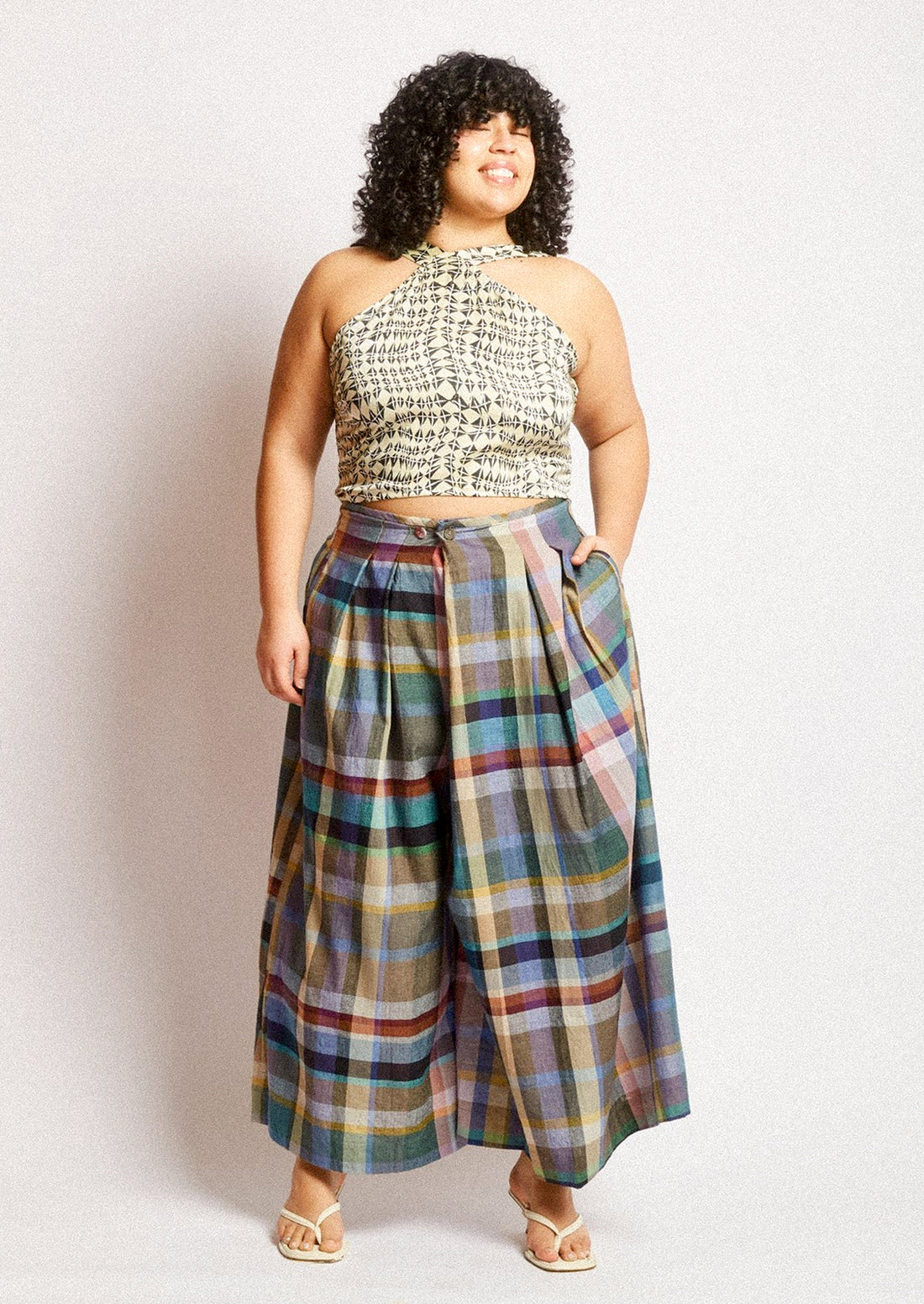 Frida Pant in Mist Check – LEIF