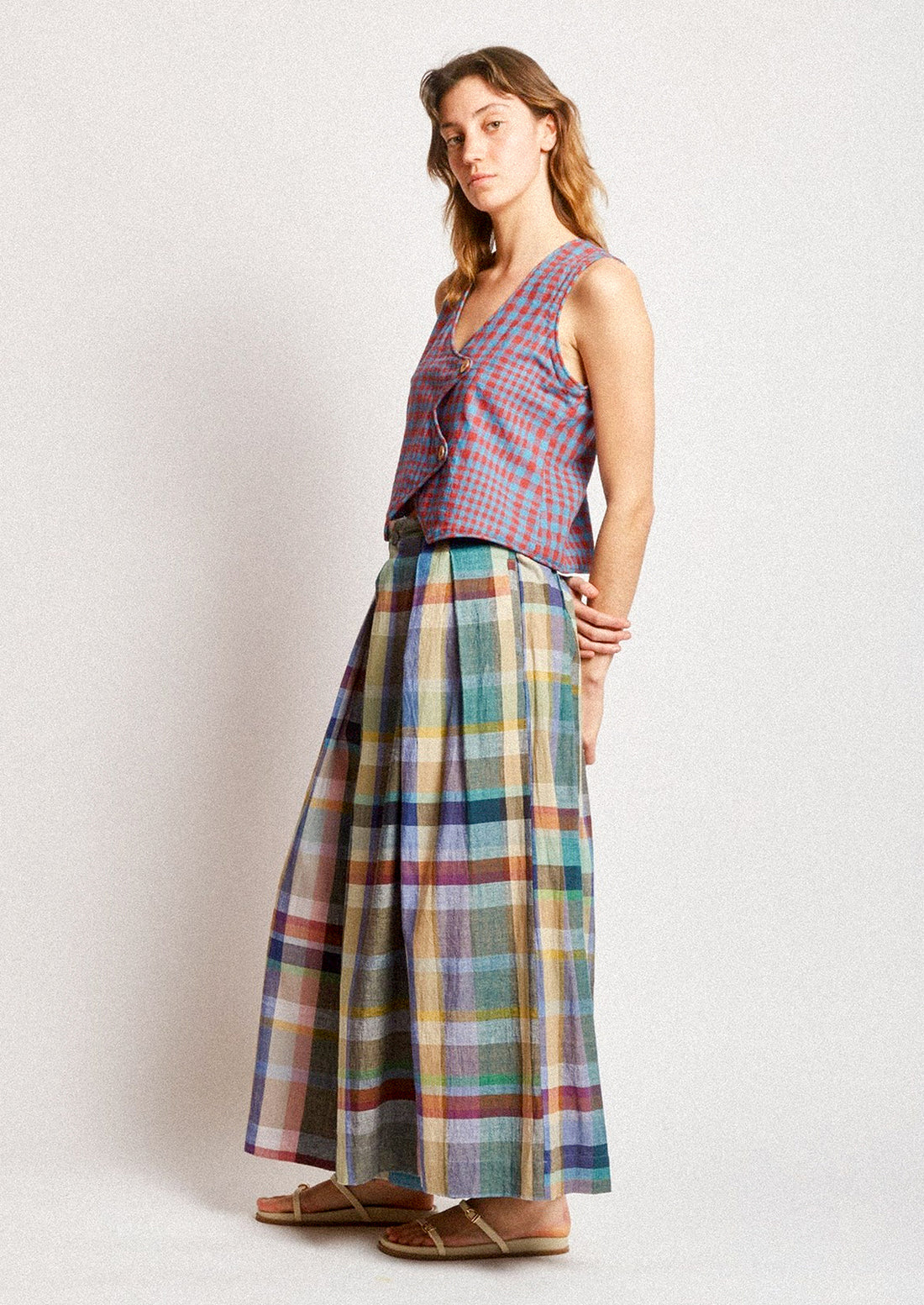 Frida Pant in Mist Check – LEIF