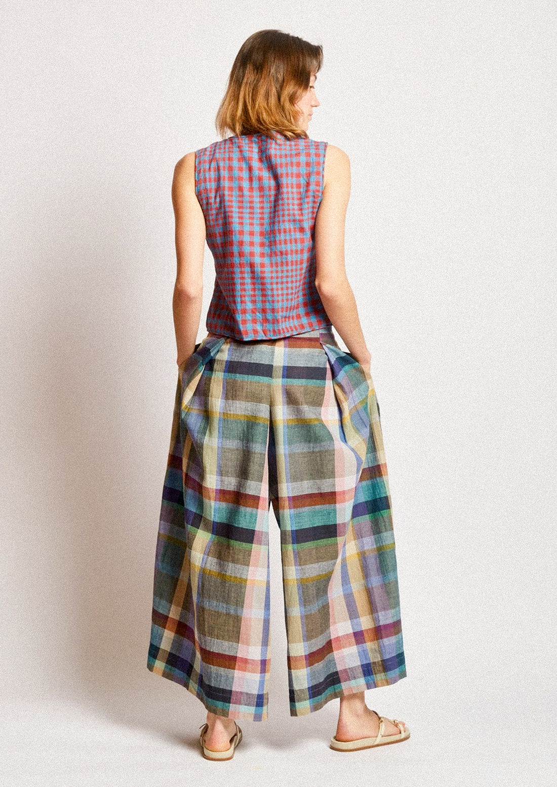 Frida Pant in Mist Check – LEIF