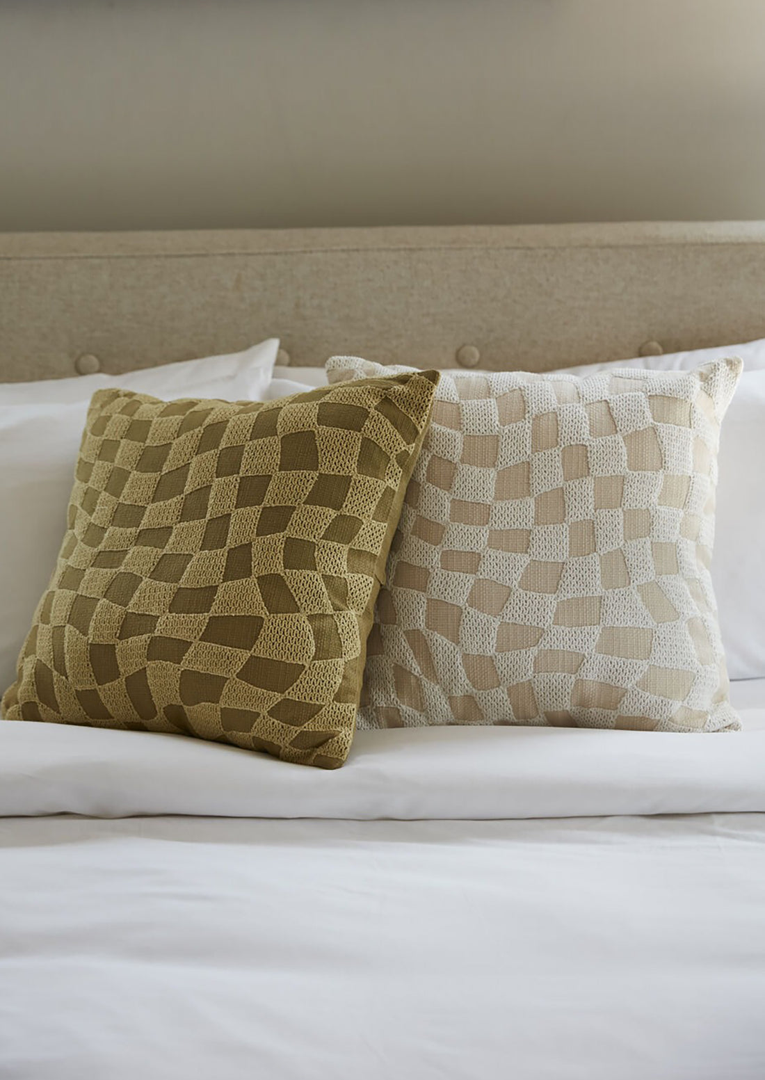 Wavy Checker Embroidered Pillow – LEIF