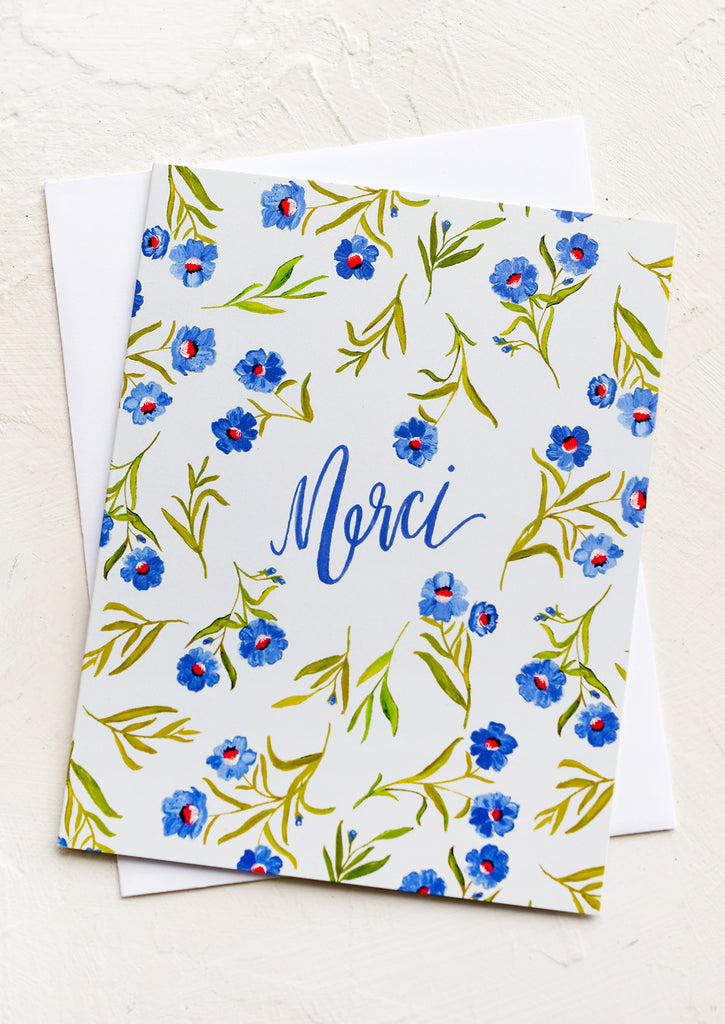 Blue Floral Merci Card | LEIF