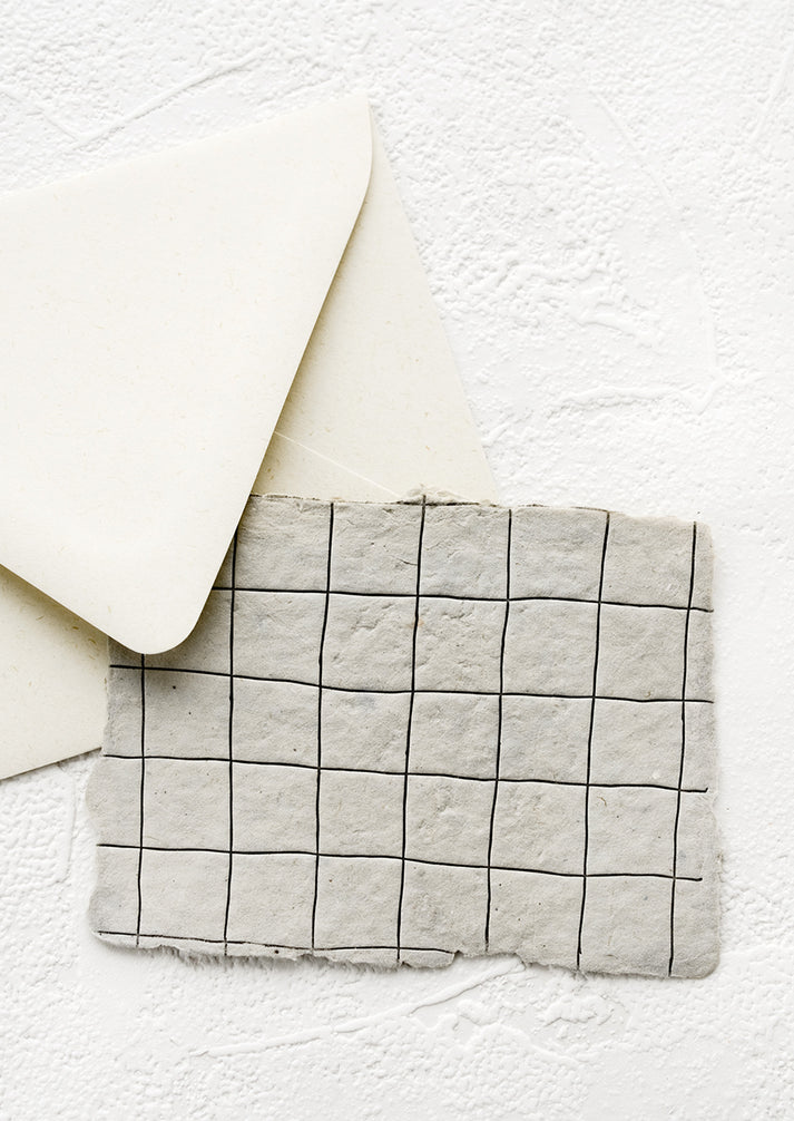 Grid Print Naturally Dyed Handmade Greeting Card Set | LEIF
