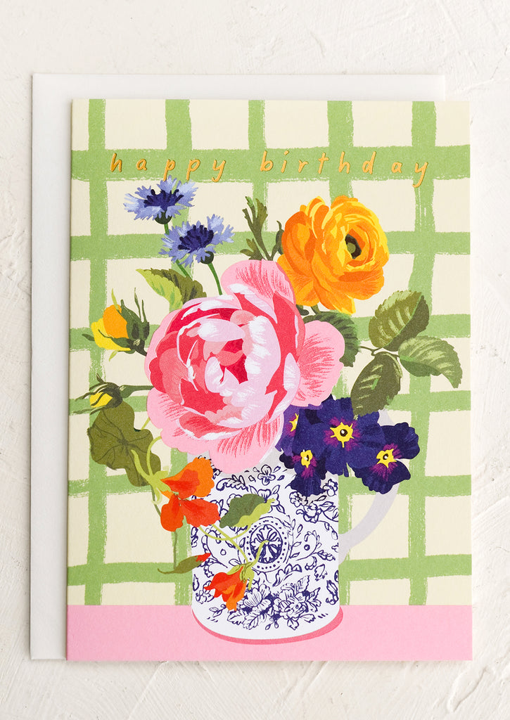 Pitcher of Flowers Birthday Card