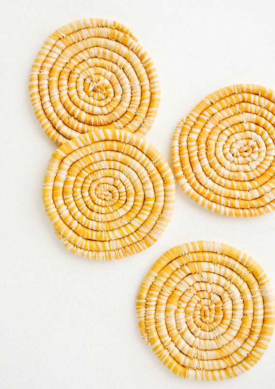 Woven Raffia Coaster Set Handmade in Uganda | LEIF