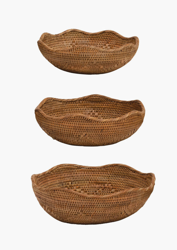 Lottie Wavy Edge Rattan Basket | LEIF