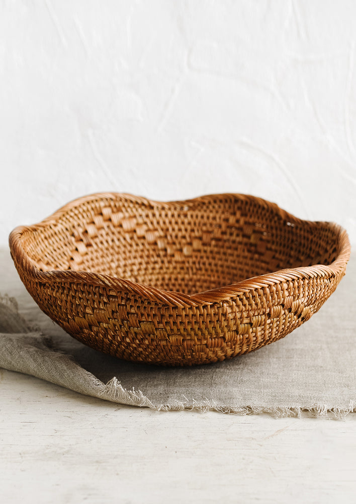 Lottie Wavy Edge Rattan Basket | LEIF